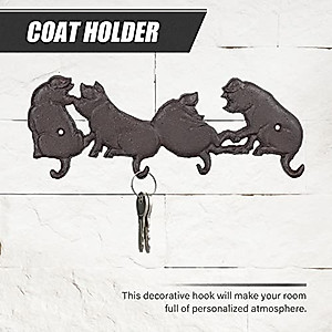 2pcs Coat Cartoon Rustic Hanging Rail Pig Hanger Towel for Home and Door Pattern Farmhouse Animal Kitchen Sweaters Hat Cast Racks Holders Special Clothes Coats Iron Room