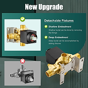 Heyalan Bathtub Shower Faucet Set,6 Inch Square Shower Trim Kit Single Handle Shower System,Showerhead and Handle Set Male Thread Pressure Balance Valve,With Tub Spout,Matte Black