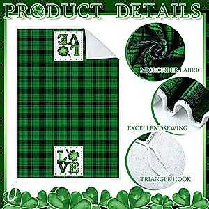 4 Pcs St Patrick's Day Dish Towel Kitchen Towel Absorbent Fast Drying Cloth Decorative St Patrick's Day Gnomes Tea Towels Decorative Dishcloths for Kitchen Bathroom Home, 16 x 24 Inch (Cute Style)