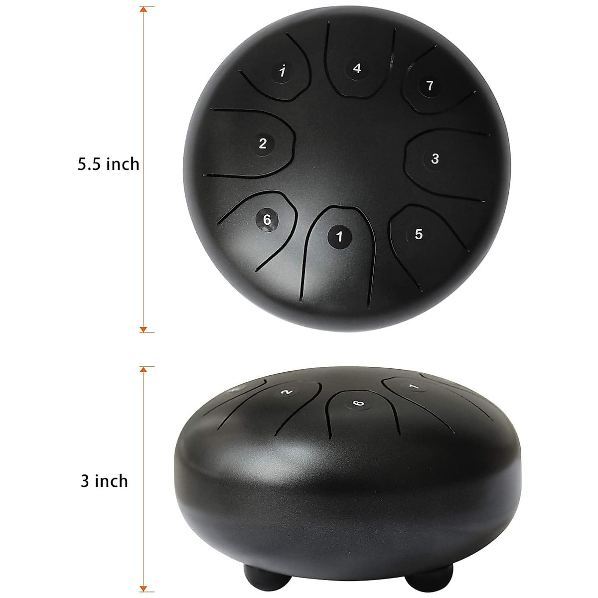 Steel Tongue Drum Steel Drums Flatsons C Key 8 Notes 5.5 Inch Percussion Instrument with Drum Mallets Carry Bag Great Gift for Beginner Adult Kid Black