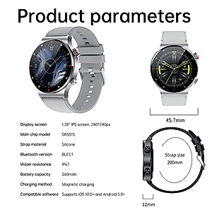 FILIEKEU Women Men Smart Watch Bluetooth Calls Heart Rate Sleep Monitor IP67 Waterproof Sport Fitness Tracker HD Touch Screen Silver Stainless Steel Smart Watches for Android iOS…