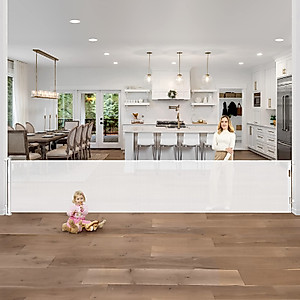 155 Inch Extra Wide Retractable Baby Gates Extra Wide Baby Gate for Large Openings Extra Long Baby Gate Indoor Extra Large Baby Gate Retractable Dog Gates for Doorways Pet Gate Outdoor Gates for Decks