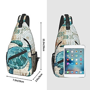Sea Turtle Sling Bag Backpack - Crossbody Shoulder Chest Bags Unisex for Travel Casual Hiking with Adjustable Strap for Men Women