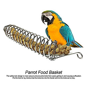 2Pcs Parrot Food Holder, Bird Feeder Toy Small Animal Fruit Holder Stainless Steel Vegetable Skewer Foraging Hanging Feed Tool for Parrots Cockatoo Cockatiel