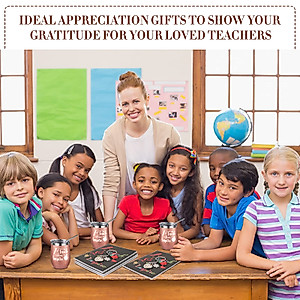 12 Pcs Teacher Appreciation Week Gifts in Bulk for Women, Teach Love Inspire Tumbler Set 12 oz Wine Cup with Mini Journal Notepads Keychains Teachers Day Gifts Graduation Retirement Gifts(Rose Gold)