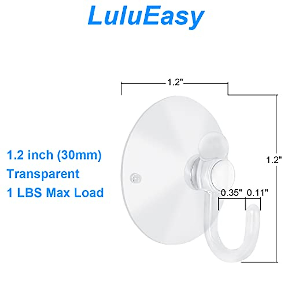LuluEasy 12 Pieces Small Suction Cups with Hooks 1.2 inch Clear Plastic Sucker Hooks for Glass Window Wall Festivals Parties Theme Carnival Decoration Door Bathroom Kitchen