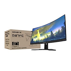 GIGABYTE G27FC 27" 165Hz 1080P Curved Gaming Monitor, 1920 x 1080 VA 1500R Display, 1ms (MPRT) Response Time, 90% DCI-P3, FreeSync Premium, 1x Display Port 1.2, 2x HDMI 1.4