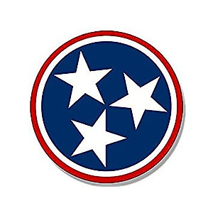 GHaynes Distributing Magnet Round RED Tennessee 3 Stars Logo Magnet(Decal Flag tn Tenn) Size: 4 x 4 inch