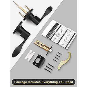 Mengico 6 Pack Door Handle Lock,Black Door Lever Interior,Passage Door Levers Closet Hallway Door Lever,Reversible Wave Lever Handles