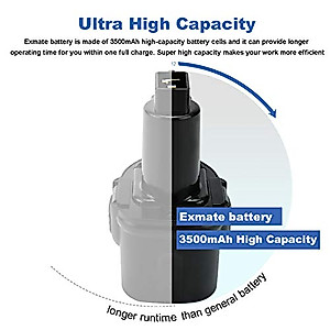 Exmate 7.2V 3500mAh Ni-MH Replacement Battery Compatible with Dewalt DW9057 DE9057 DE9085 DW920 DW920K DW920K-2 DW920K2 DW925K DW925K-2 DW925K2 DW968K, 7.2V Ni-MH Battery