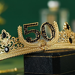 TITIKADI 50TH Birthday King Crown and Birthday King Sash,50TH Birthday Gifts for Men. Birthday Party Decoration for Men(Gold)