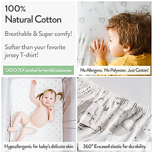 Bassinet Fitted Sheets Compatible with Chicco Lullago Bassinet and Chicco Close to You 3-in-1 Bedside Sleeper – Snuggly Soft Jersey Cotton – Fits Perfectly on 19 x 32 Mattress Pad – Grey