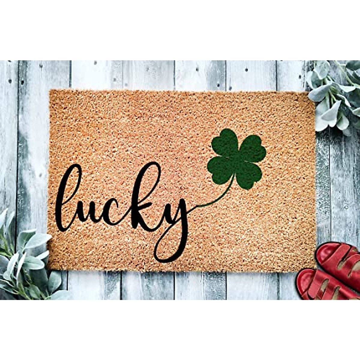 Lucky Shamrock Doormat | St. Patrick's Day Housewarming Gift Door Mat | Premium Quality, Thick 100% Coir Coconut Husk Front & Made in the USA - Doormat