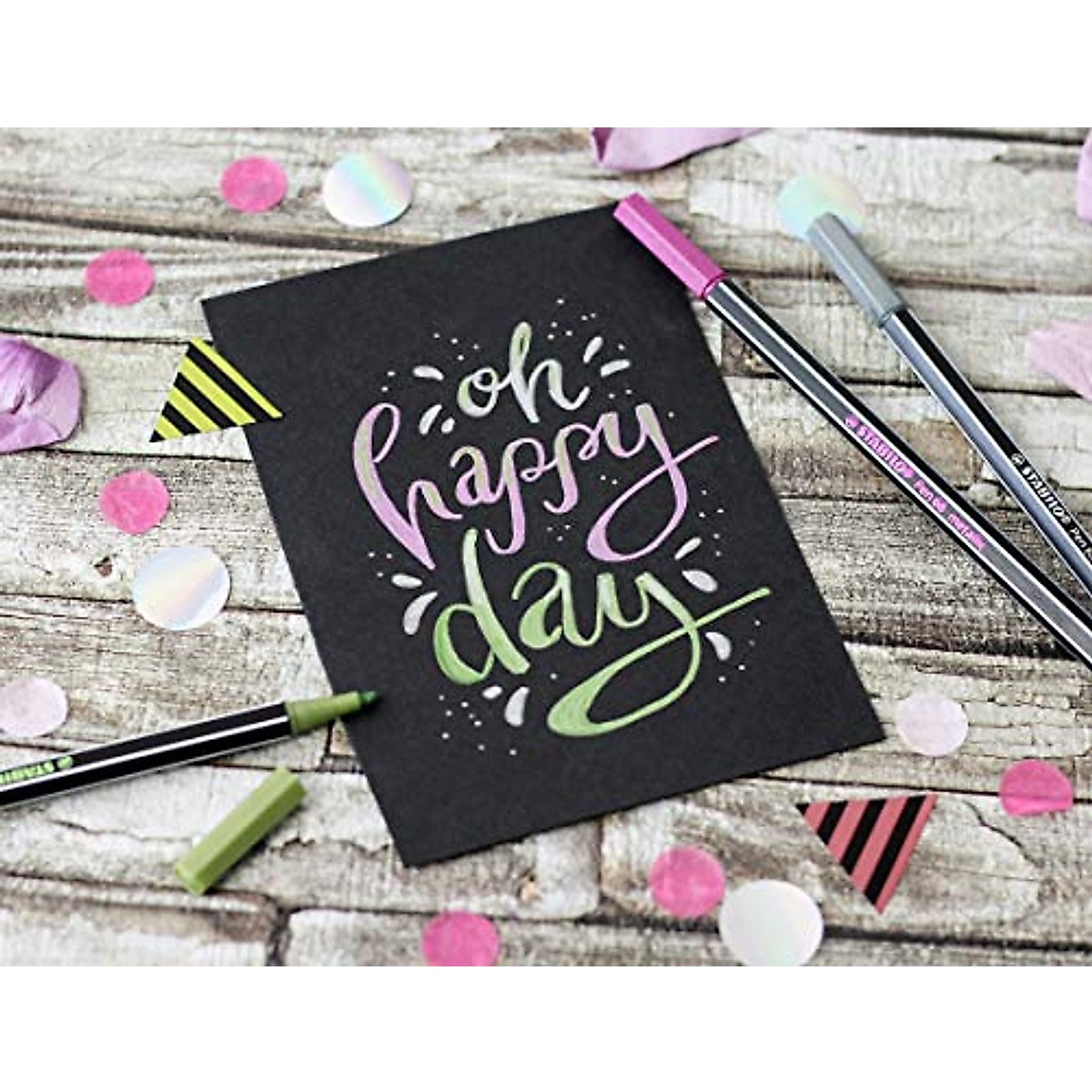 STABILO Premium Metallic Fiber-Tip Pen Pen 68 metallic - Tin of 8 - Assorted Colors with Hanging Loop