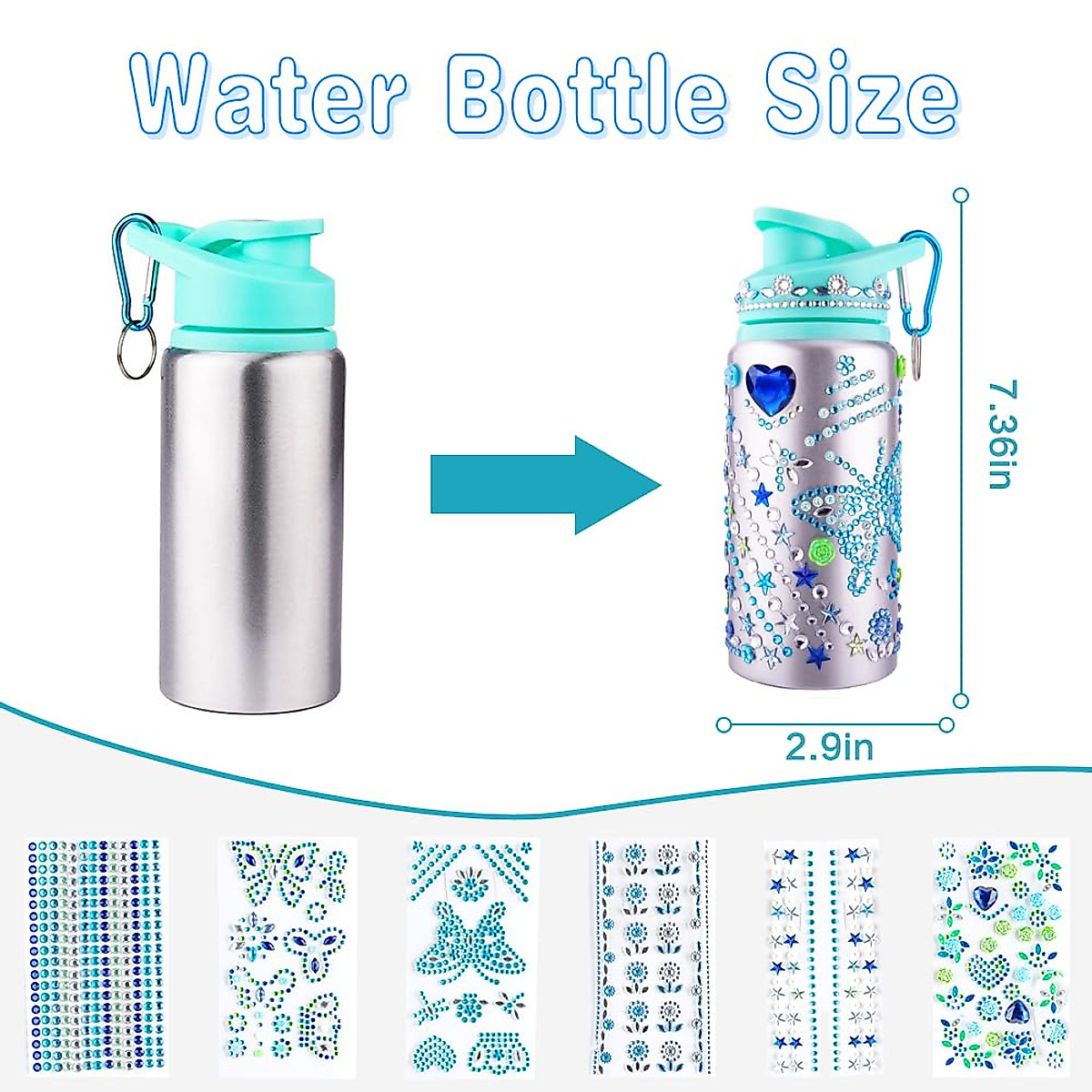 Easter Gifts for Girls - Birthday Girl Gifts for Kids 8-12 -5 6 7 8 9 10 Year Old, Easter Basket Essentials Basket Stuffers Decorate Your Own Water Bottle with Stickers Arts and Crafts