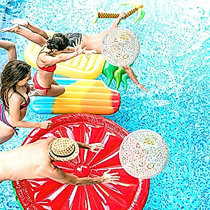 AMOR PRESENT 2PCS Inflatable Beach Balls, Glitter Beach Ball 16 Inch Clear Inflatable Ball with Gold Confetti for Kids Birthday Summer Pool Party