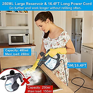 Handheld Steam Cleaner, Steamer for Cleaning, with Steam Lock Button for Hands-free Steaming, 12 in 1 Set Car Steamer for Furniture, Auto Detailing, Home, Kitchen, Bathroom, Upholstery