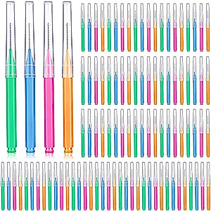 100 Pieces Braces Brush for Cleaner Interdental Brush Toothpick Dental Tooth Flossing Head Oral Dental Hygiene Flosser Tooth Cleaning Tool (Bright Colors,Multiple Sizes)