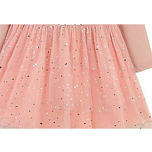 Amberetech Toddler Baby Girls Longsleeve Dress Tulle Tutu Long Sleeve Party Casual Dresses for3-4 Years