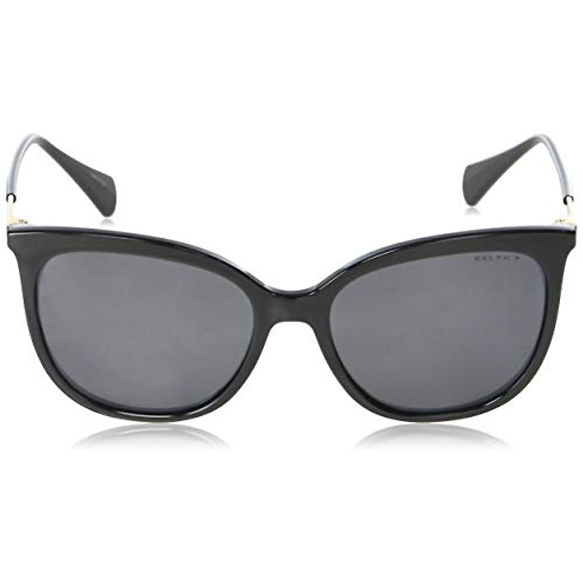 Ralph by Ralph Lauren Women's RA5248 Butterfly Sunglasses, Shiny Black/Polarized Dark Grey, 56 mm