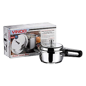 Vinod V-2L Stainless Steel Sandwich Bottom Pressure Cooker, 2-Liter,Silver,Medium