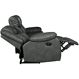 Blackjack Furniture Marsden Modern Leather Air Reclining Living Room Loveseat, Gray