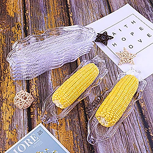 Ruisita 12 Packs Plastic Corn Trays Transparent Service Tray Corn Dish Cob Dinnerware Sets