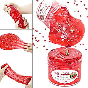 Fruit Slime Kit with Charms, 1 Pack 70ml Various Soft and Stretchy Crystal Mud Stress Relieve Sensory Toy Green Slime Toy