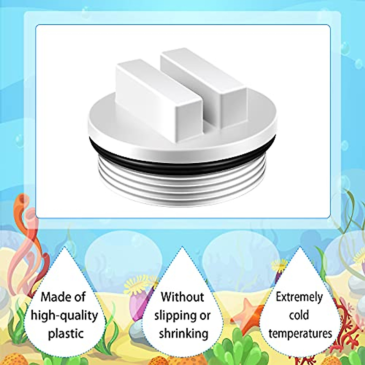 Huhumy 3 Pcs 1.5" Threaded Pool Spa Return Line Plug Rubber Plugs for Pool with O Ring for Winter Pools Inground Pool Above Ground Pool