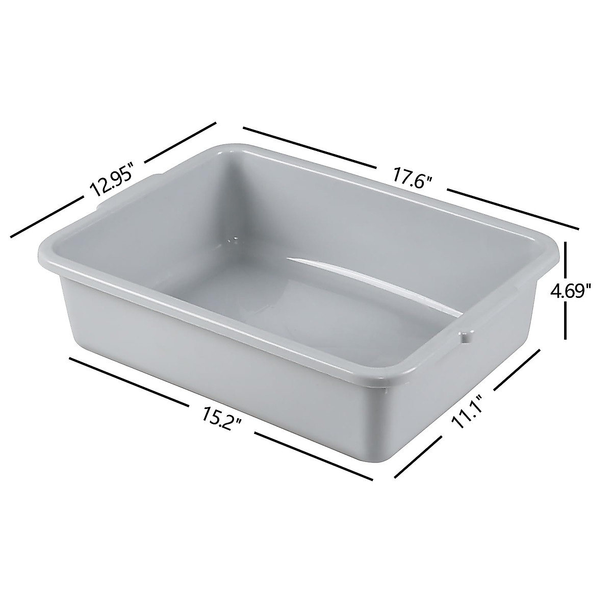 Hayixia 4-Pack 13 L Commercial Bus Tub Box, Plastic Dish Pan Tub, Grey