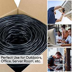 VIVO Black 1,000ft Bulk Cat5e, CCA Ethernet Cable, 24 AWG, UTP Pull Box, Cat-5e Wire, Waterproof, Outdoor, Direct Burial, CABLE-V003