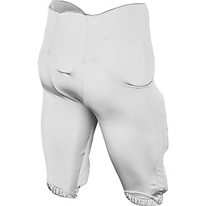 Champro Standard Terminator 2 Integrated Adult Football Pants with Built-in Pads, White, Large