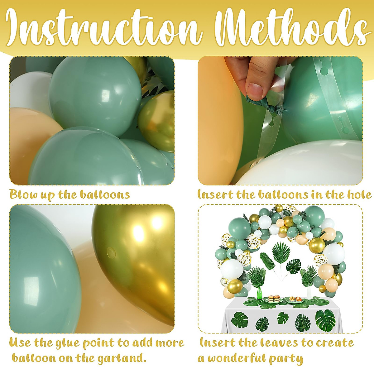 Libima 117 Pcs Jungle Party Decorations Balloon Garland Arch Kit with 48 Pcs 7 Kinds Artificial Palm Leaves Tropical Fake Leaves, Monstera Leaves for Baby Shower Safari Birthday Wedding Decoration