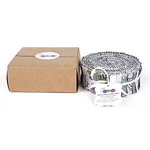 Soimoi 40Pcs Block Print Precut Fabrics Strips Roll Up 1.5x42inches Cotton Jelly Rolls for Quilting - Black