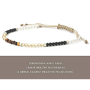 BALIPURA - Protection Aura Bracelet for Women - 2mm SMALL (TINY) BEADS Gemstones, Crystals, Black Tourmaline, Citrine, Quartz, 925 Solid Silver Beads - Spiritual Beaded Keep Bad Spirits Away