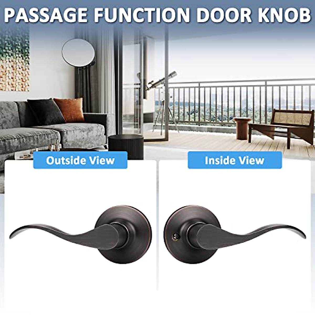 Mengico 1 Pack Door Lever Handle,Oil Rubbed Bronze Door Handle Interior,Door Lever Interior Closet Hallway Door Handles,Reversible Wave Lever Handle