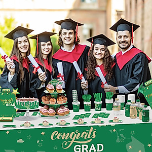 Class of 2023 3-Tiered Graduation Cupcake Stand for 24 Cupcakes, Disposable Cupcake Tower Stand, Perfect for Grad Themed Party Decor Graduation Dessert Favors Supplies (Green)