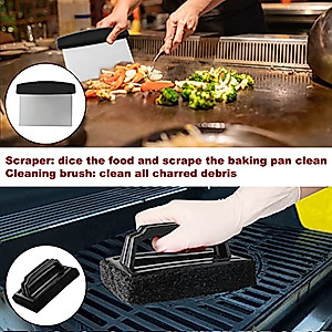 Romanticist 14Pcs Griddle Accessories Kit Flat top Griddle Tools Professional Heavy Duty Grill Spatula Accessories Set, Griddle Cleaning Kit Carry Bag for Outdoor Barbecue and Teppanyaki