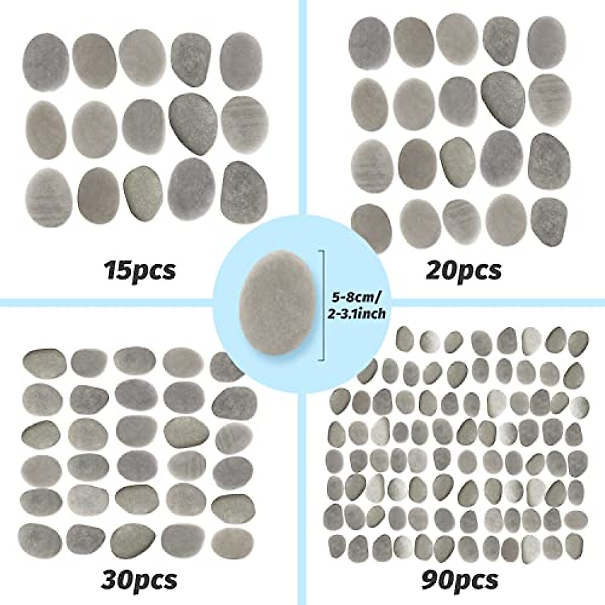 DALTACK 20PCS Large Rocks,Natural River Flat Rocks for Painting, 2"-3" Inches Stones for Arts & Craftingt