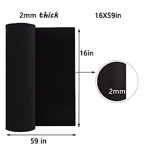 AMZQNART EVA Foam 2mm, Cosplay Foam Roll 16 x 59in (6.5sqft) Black, Suitable for Large Foam Cosplay Modeling, DIY Projects, Crafts, Ultra High Density 90 kg/m3.