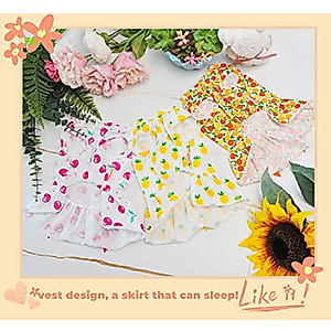 MSNFOASM 3-Pack Cherry Lemon Pineapple Print Dog Dress,Doggie Tank Top Vest Dresses,Holiday Cat Outfits,Soft Clothes for Small Dogs Girl(Small)