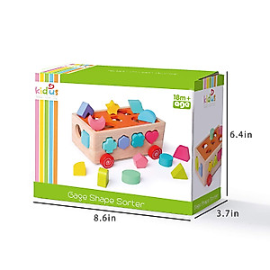 kidus Wooden Shape Sorter Toys for Toddlers 1-3 Years Old, Montessori Early Learning Toy Set for Toddlers, Fine Motor Skills, Eyes Hands Cooperation Great Gift for Preschool Baby Girls & Boys