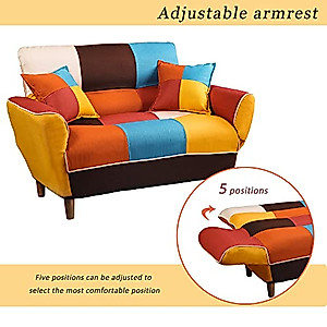 LUMISOL Modern Loveseat Sleeper Sofa Couch, Convertible Futon Sofa Couch with Adjustable Armrest and Backrest for Living Room, Apartment