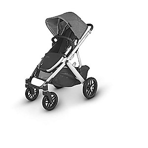 UPPAbaby Vista V2 Stroller - Jordan (Charcoal Melange/Silver/Black Leather) + Upper Adapters + RumbleSeat V2- Jordan (Charcoal Melange/Silver/Black Leather)