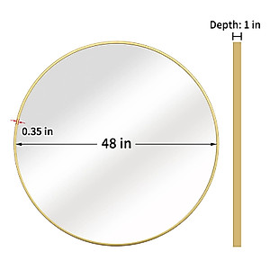 AULESET 48" Round Mirror, Gold Large Circle Wall Mirror Decor for Bedroom, Washrooms, Living Rooms & Entryway