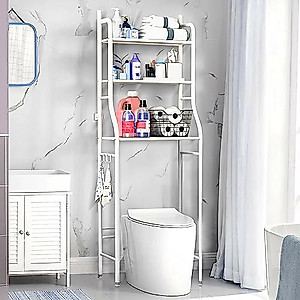 JOCHER 3-Tier Over The Toilet Storage Rack,Bathroom Shelf Organizer Over Toilet Storage,Above Toilet Storage Rack,Space Saver,Easy to Assemble,Fit Most Toilets,25.4" W x 9.85" D x 60" H(White)