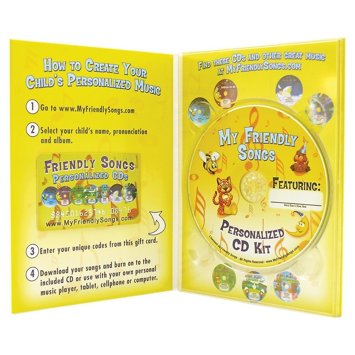 Friendly Songs Personalized Music Box CD Sings Your Child's Name