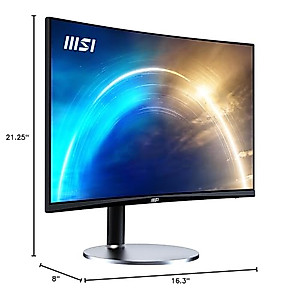 MSI Pro MP271CA, 27" Monitor, 1920 x 1080 (FHD), Curved VA, 75Hz, TUV Certified Eyesight Protection, 4ms, Displayport, HDMI, Tilt, Black