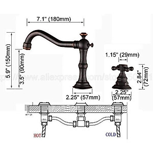 ShiSyan Y-LKUN Basin Faucets Oil Rubbed Bronze Modern Bathroom Sink Faucet Double Cross Handle 3 Hole Bathbasin Mixer Taps@Brass