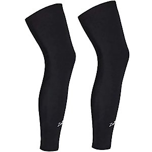 Luwint Long Compression Leg Sleeves for Women Men Comfortable and Non-Slip UV Protection Leg Knee Brace Supports for Sports Basketball Running Cycling, Black, 1 Pair (Large)